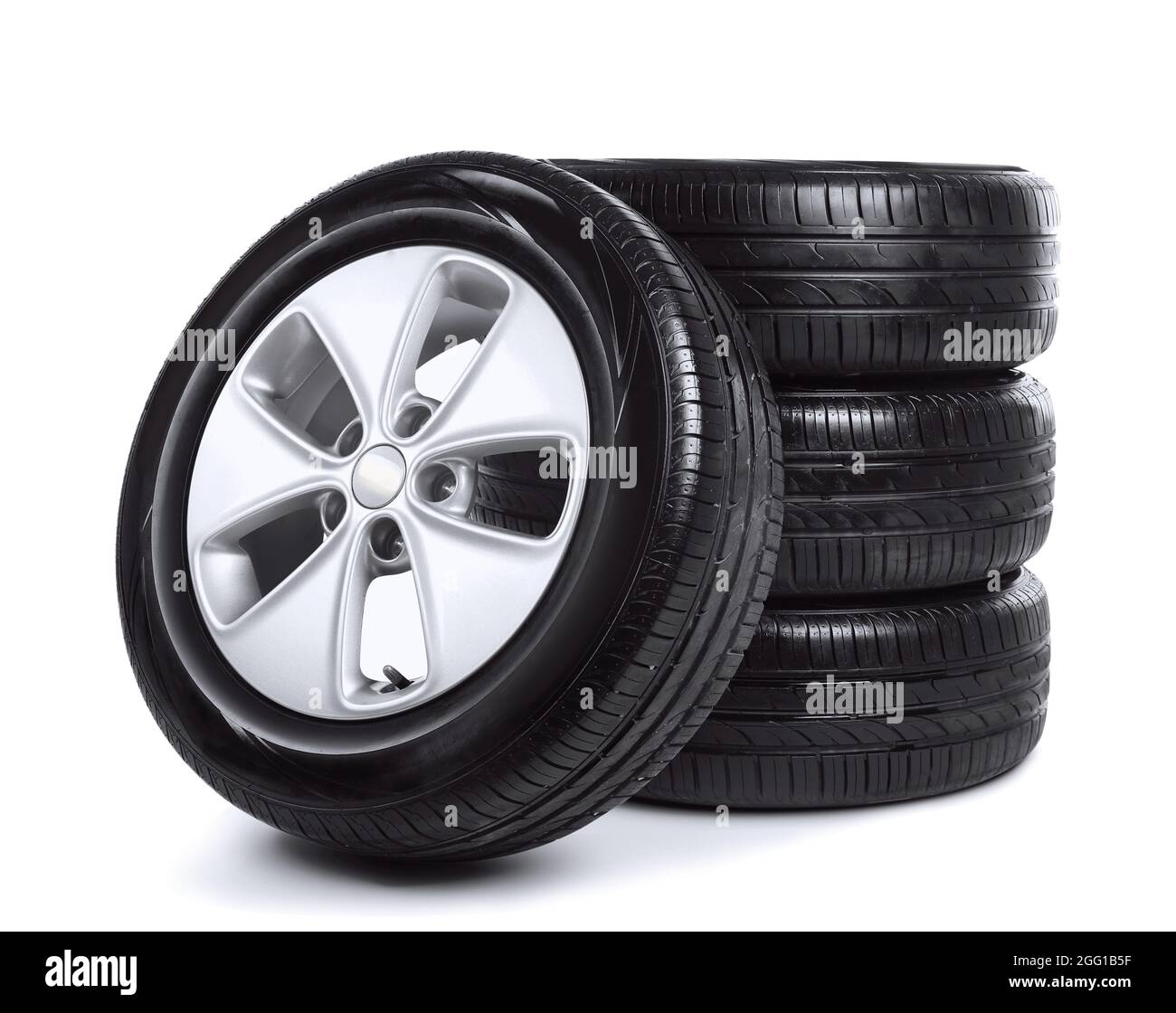 Car wheels on white background Stock Photo - Alamy