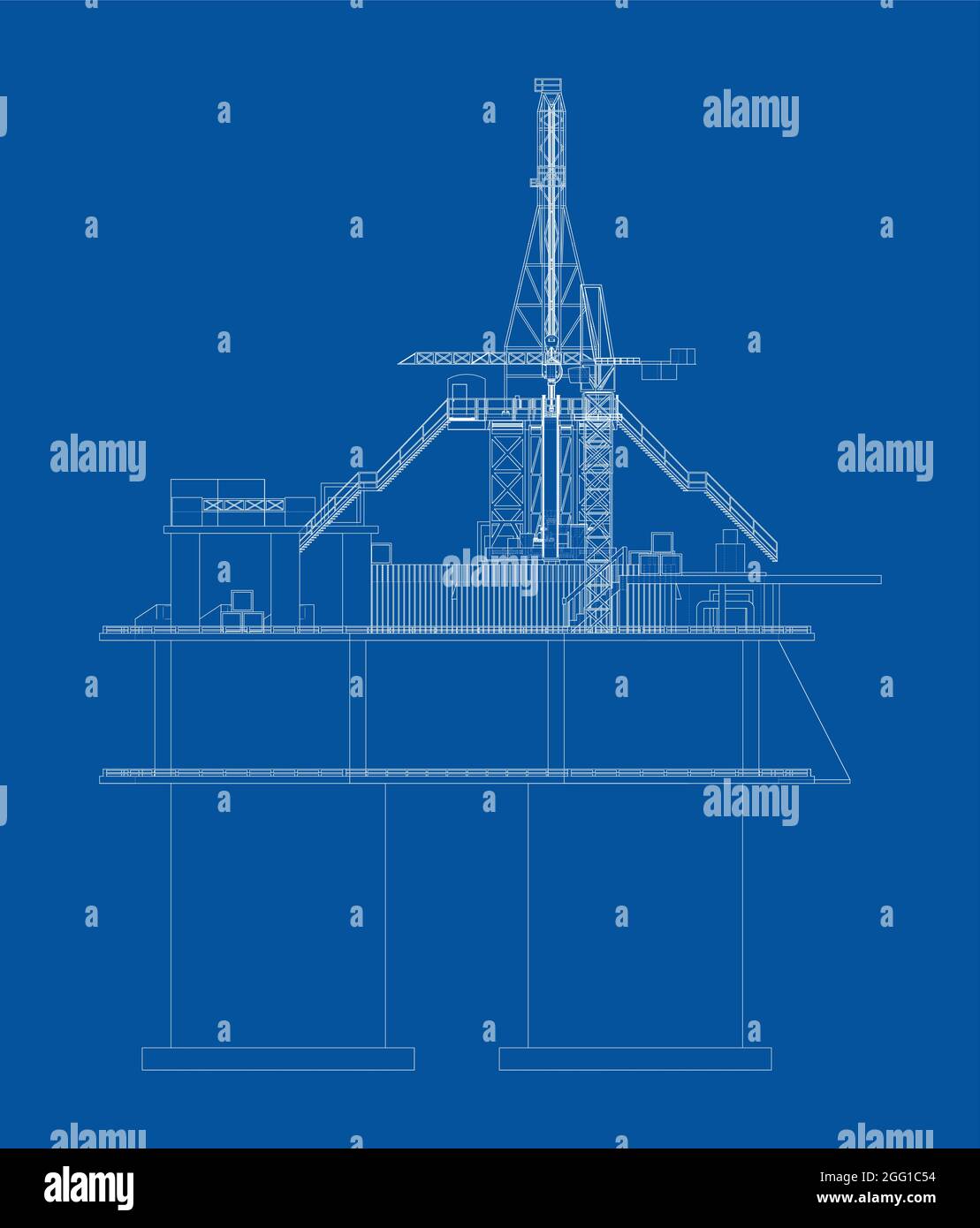 Offshore Oil Rig. Vector rendering of 3d Stock Vector Image & Art - Alamy