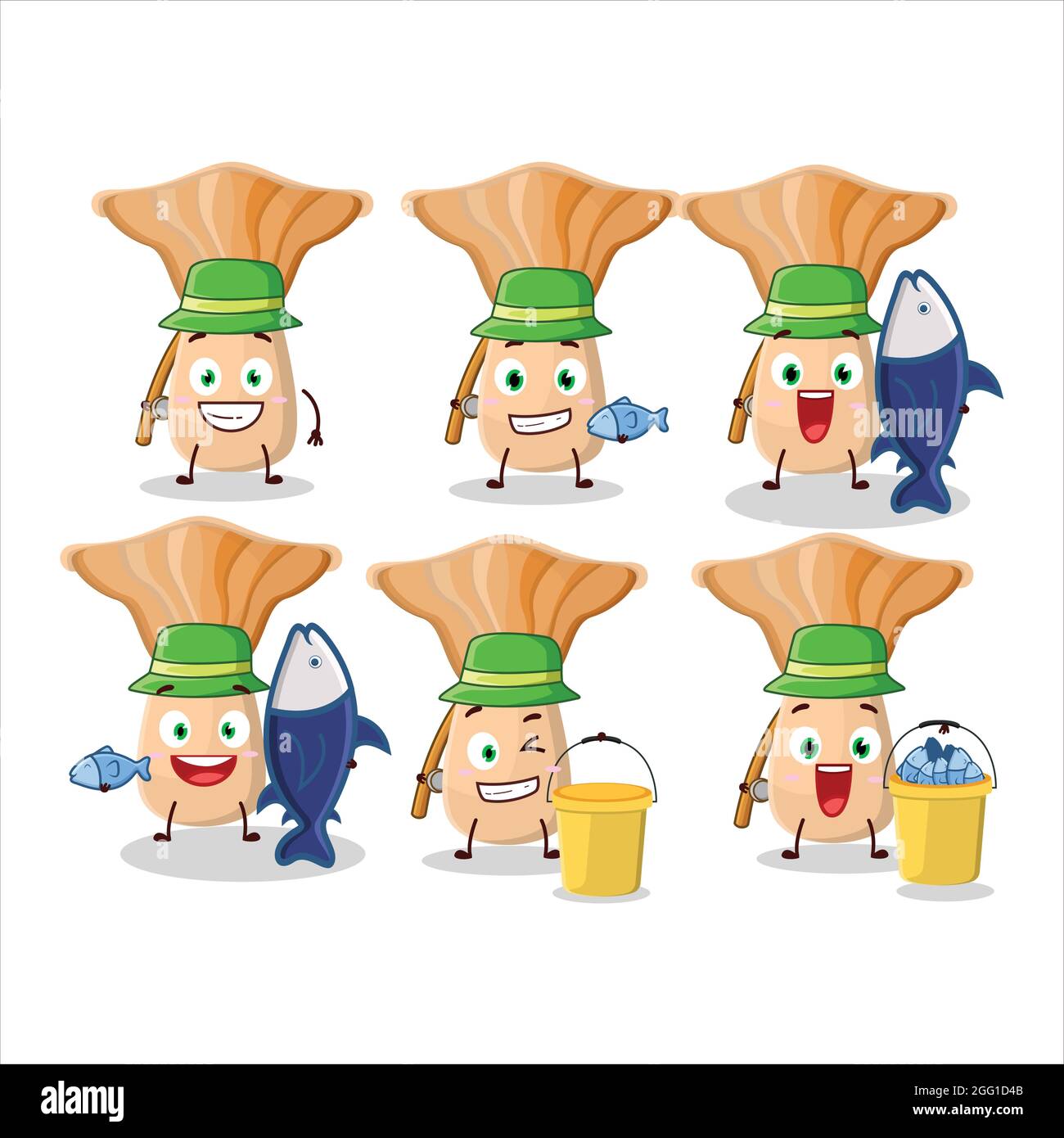 A fisherman lactarius cartoon picture catch a big fish. Vector ...