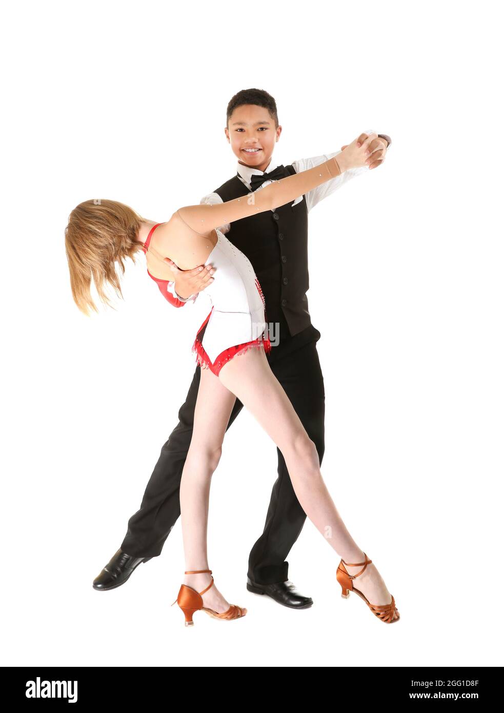 Cute dancing children on white background Stock Photo - Alamy