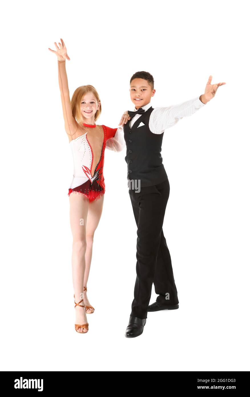 Cute dancing children on white background Stock Photo - Alamy