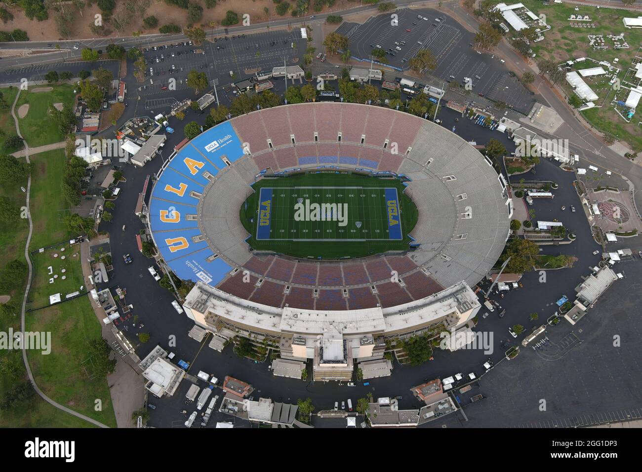 An aerial view of the Rose Bowl, Friday, Aug. 27, 2021, in Pasadena ...