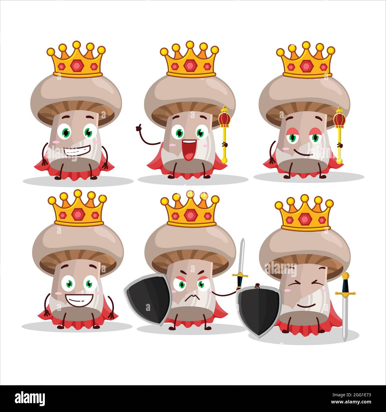 A Charismatic King portobelo cartoon character wearing a gold crown ...