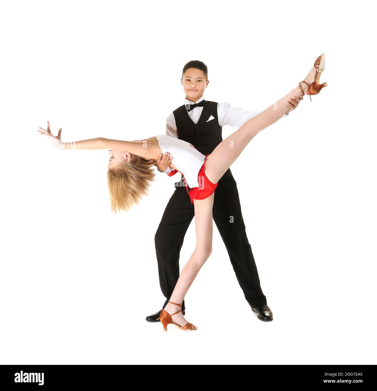 Cute dancing children on white background Stock Photo - Alamy