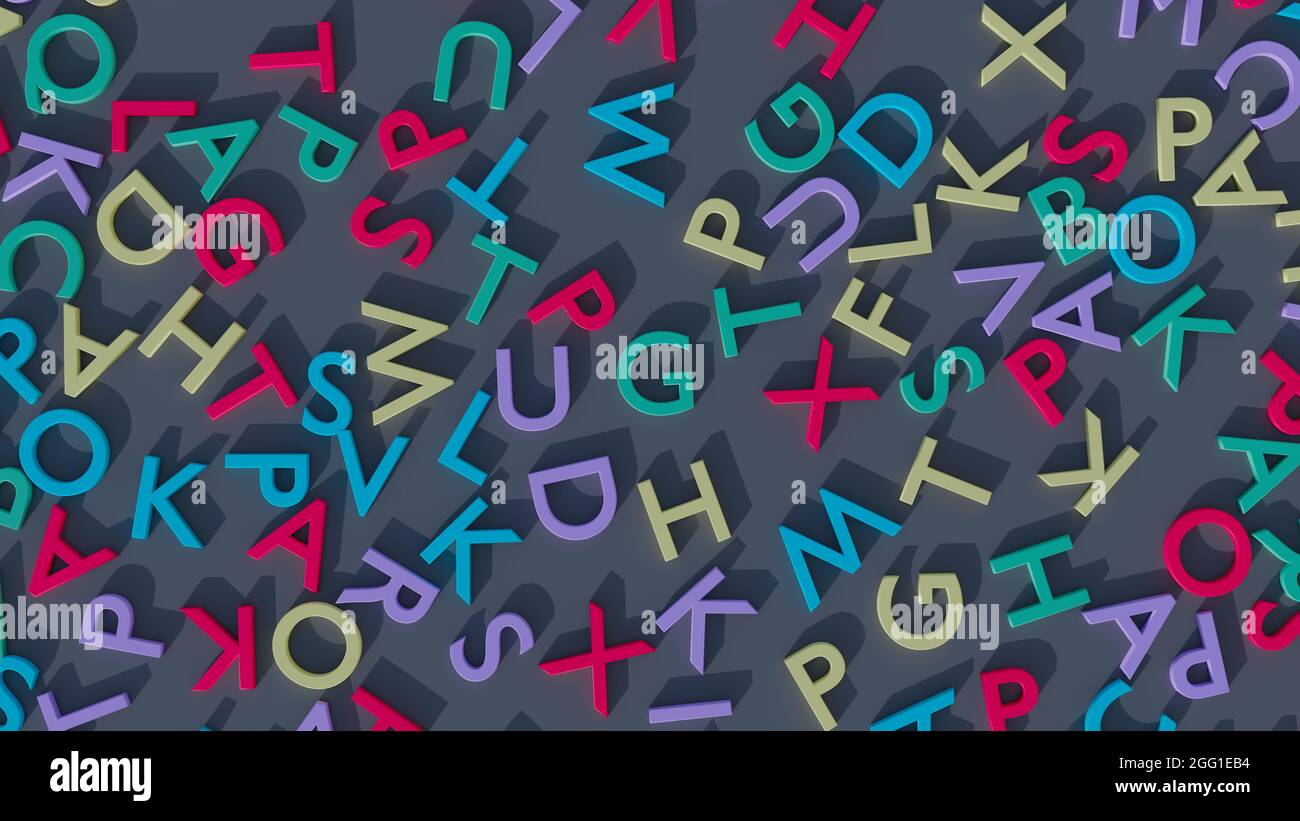 Abstract pattern education background. Multicolored English alphabets ...