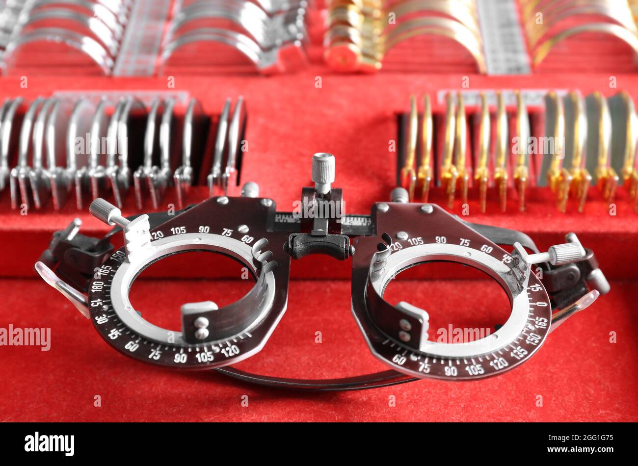 Trial frame with lenses in holder Stock Photo - Alamy