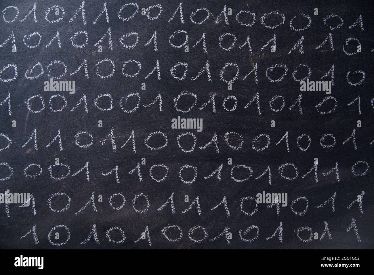 Graphical representation with chalk on the blackboard binary digital ...