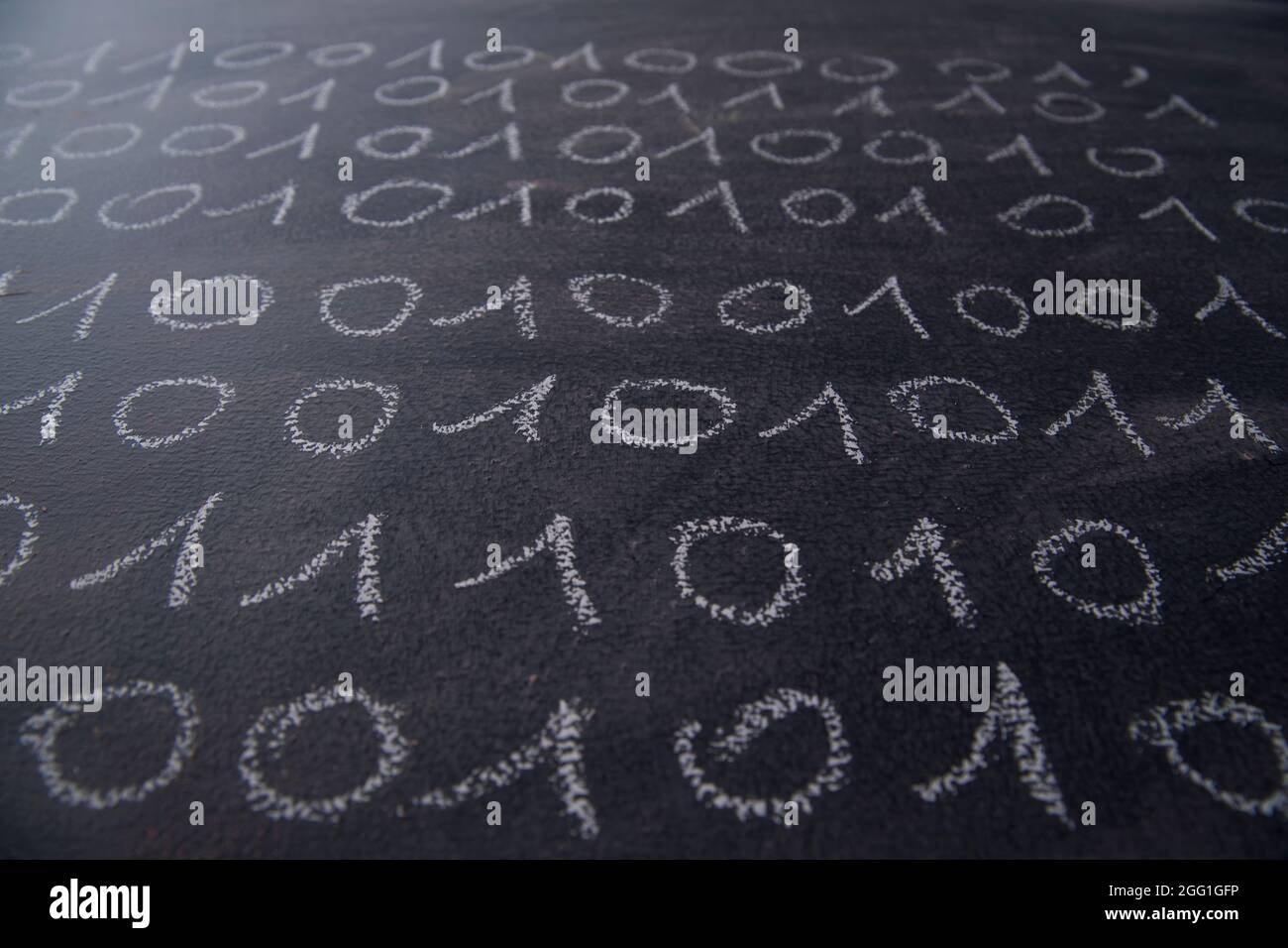 Graphical representation with chalk on the blackboard binary digital ...