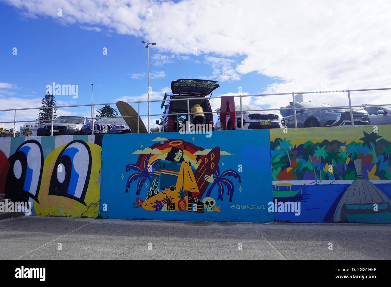 Colorful Murals along Bondi Beach Promenade Stock Photo - Alamy