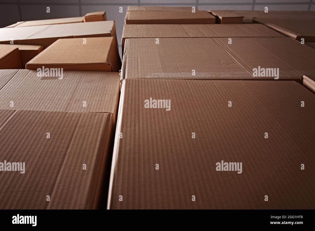 Cardboard boxes, closeup Stock Photo - Alamy