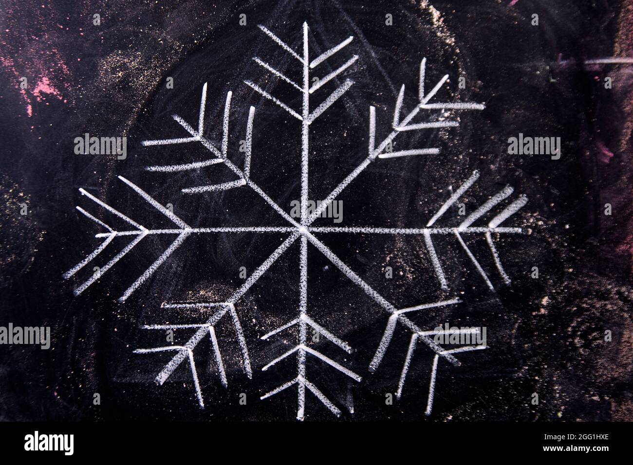 Graphic representation with chalk on blackboard symbol of snow Stock ...