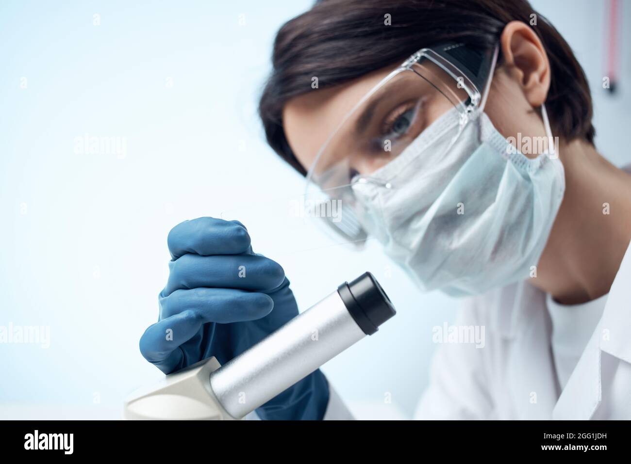 microscope laboratory research diagnostics microbiology Stock Photo - Alamy