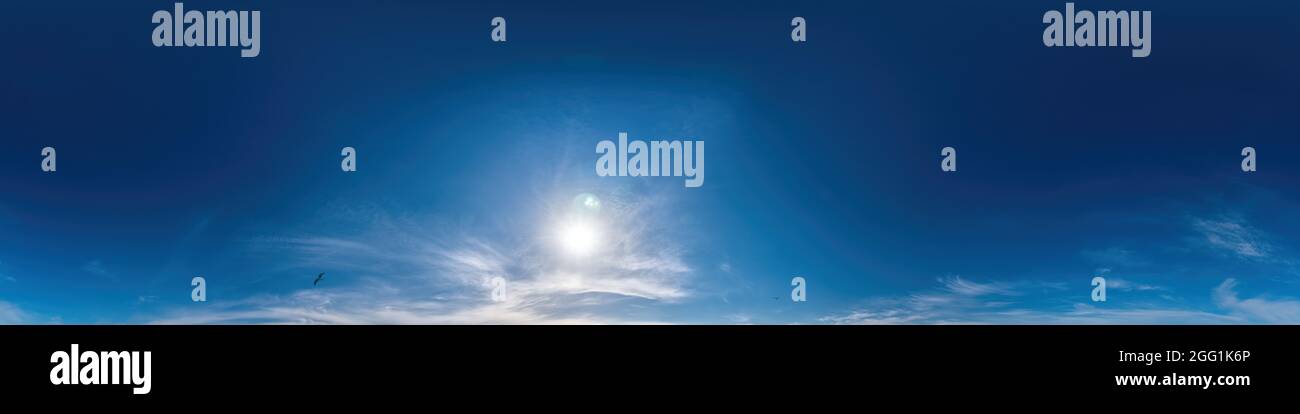 Blue sky panorama with Cirrus clouds. Seamless hdr 360 degree pano in ...