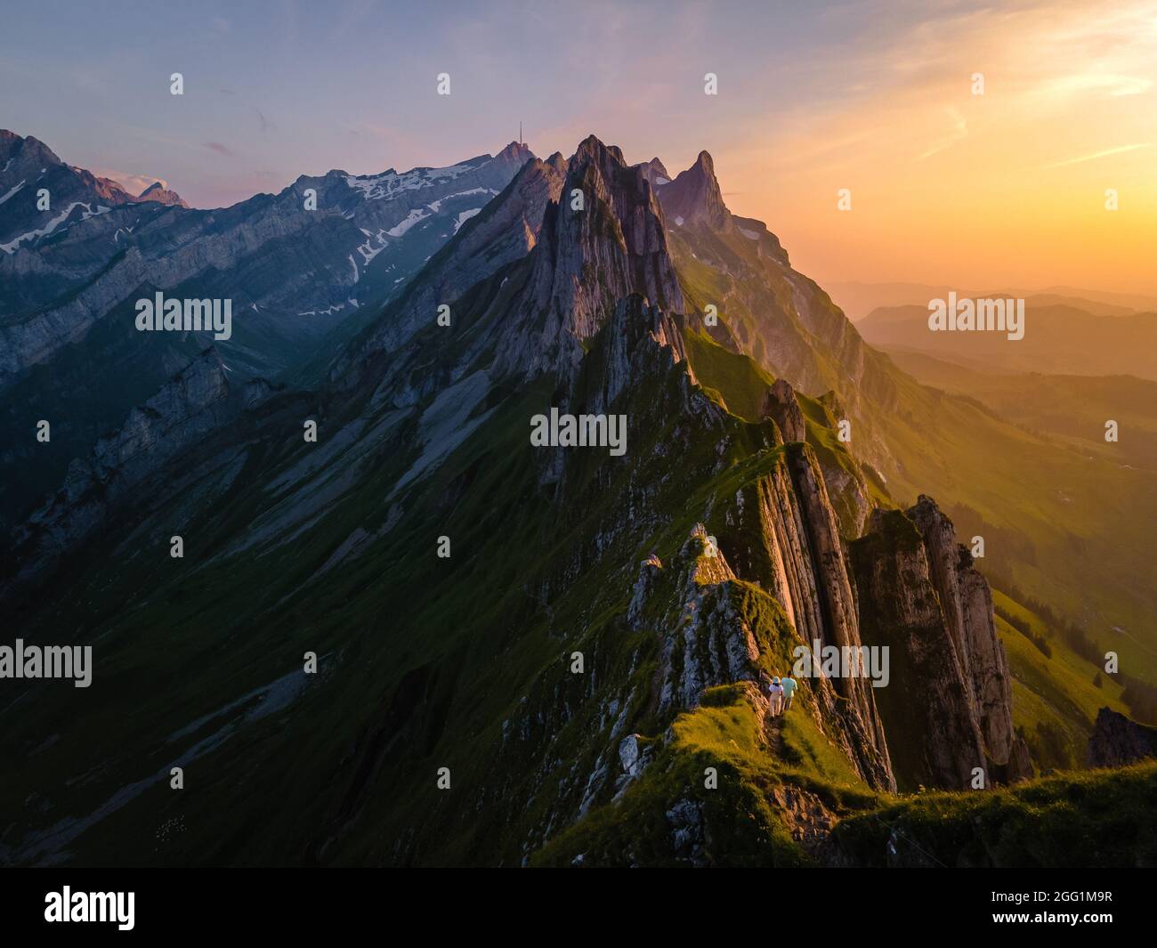 Schaefler mountain ridge swiss Alpstein, Appenzell Switzerland, steep ...