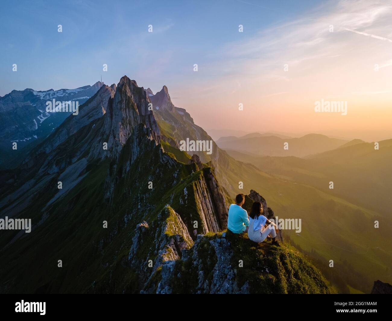 Schaefler mountain ridge swiss Alpstein, Appenzell Switzerland, steep ...