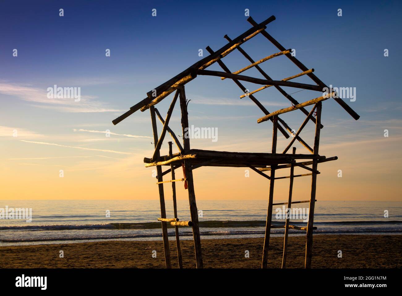 The elementary structure of a hut built by the sea Stock Photo - Alamy