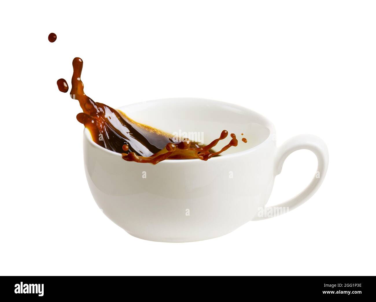 Coffee splash from a cup isolated on a white Stock Photo - Alamy