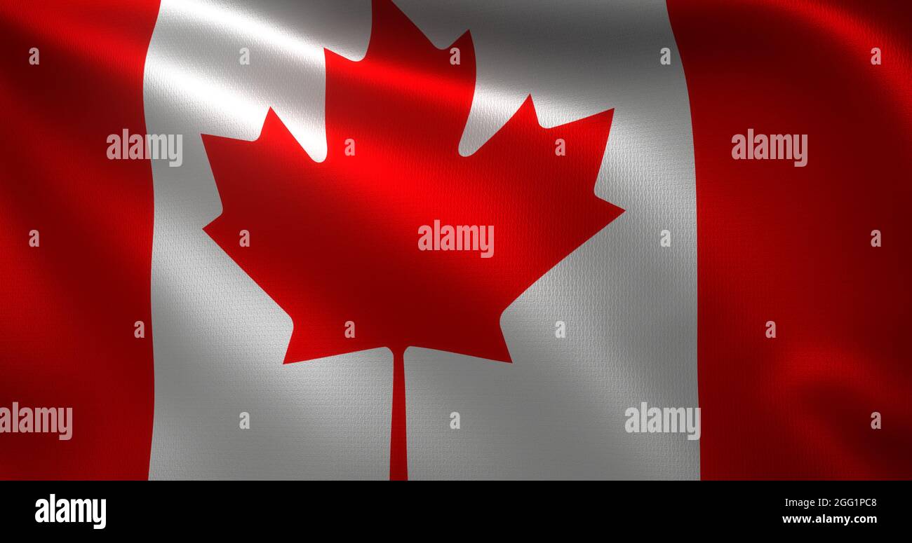 Canada Flag, Canadian flag with waving folds, close up view, 3D ...