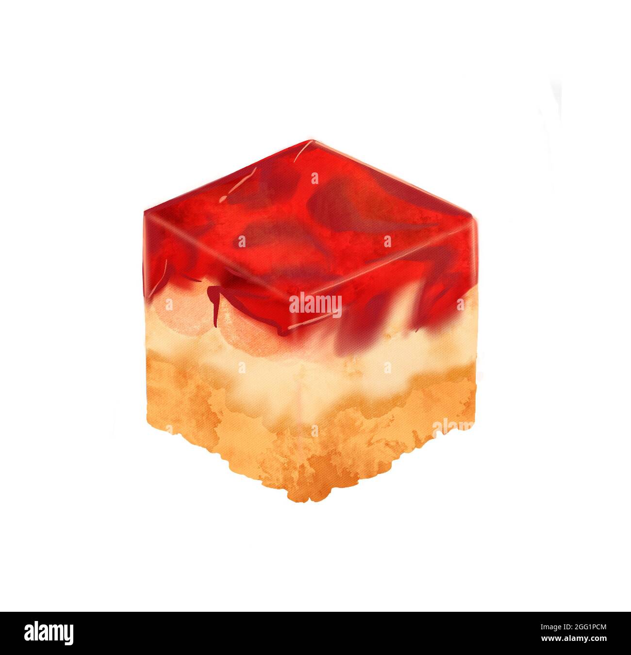 llustration of a colored drawing of sweets: a piece of jelly cake with ...