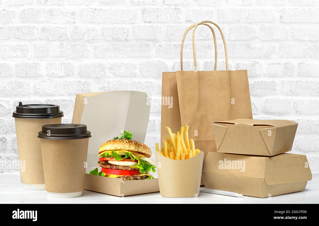 Fast food big lunch set isolated on white Stock Photo - Alamy