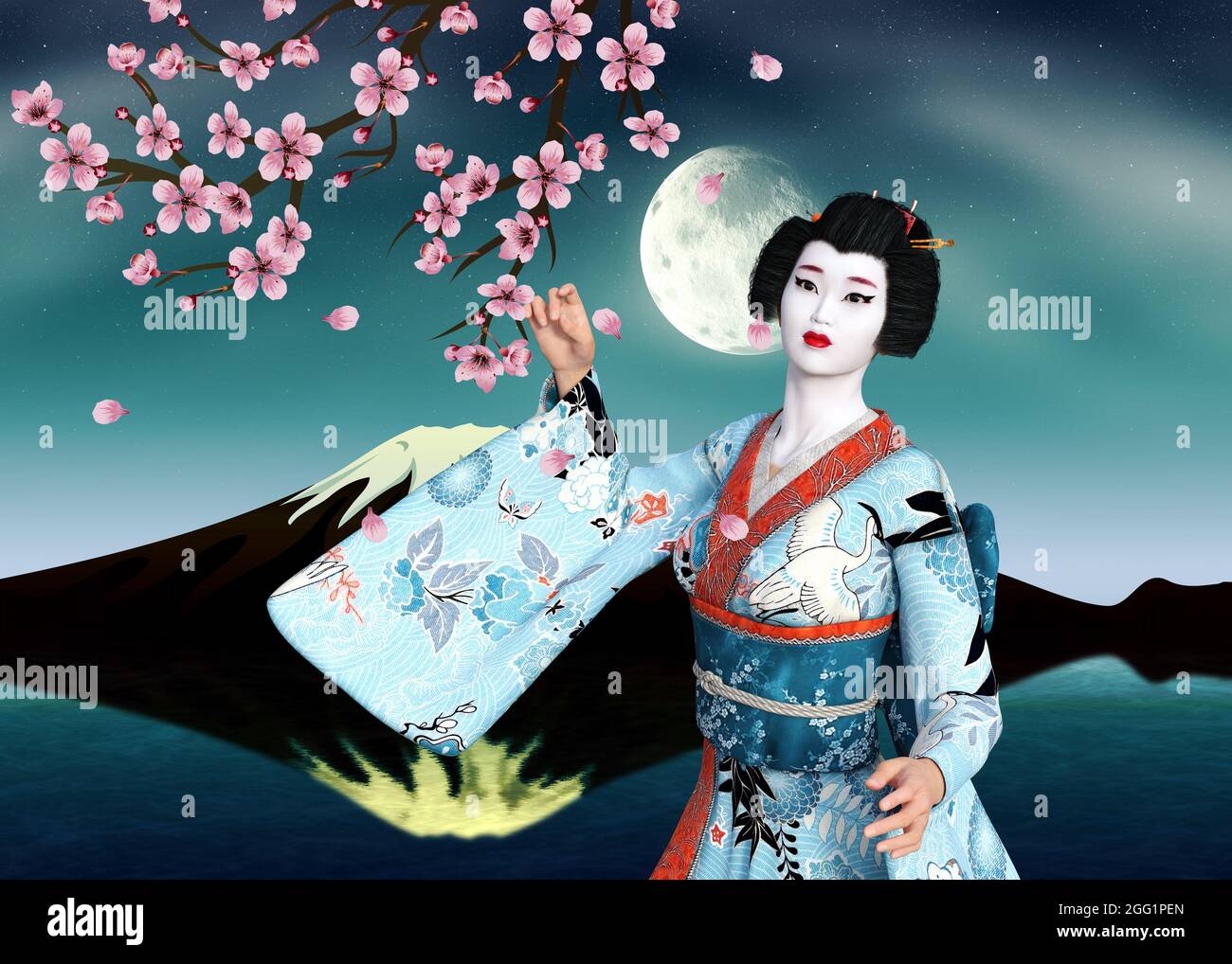 Geisha Girl In Blue