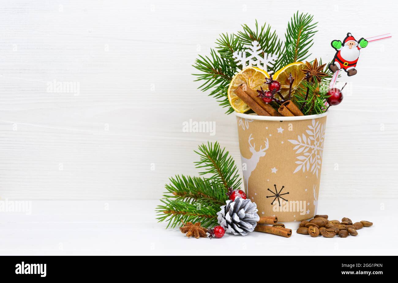 Christmas coffee in paper coffee cup concept Stock Photo - Alamy