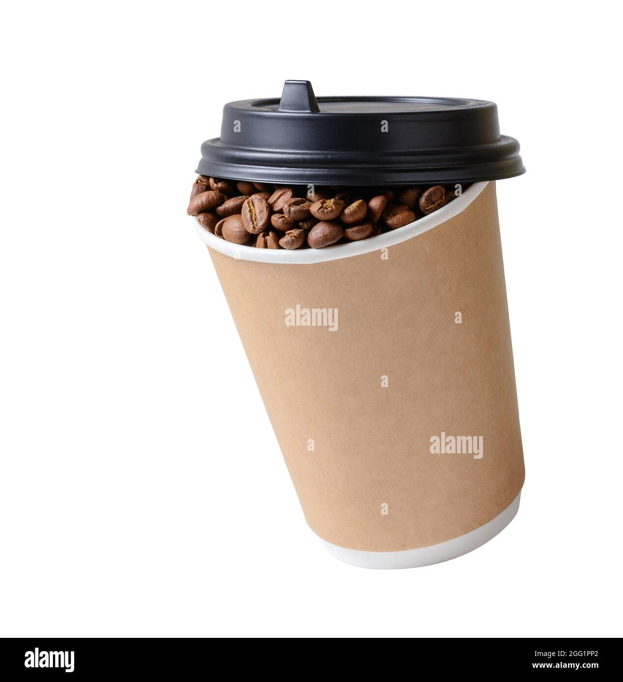Paper Coffee cup with Coffee Beans isolated on white background Stock ...