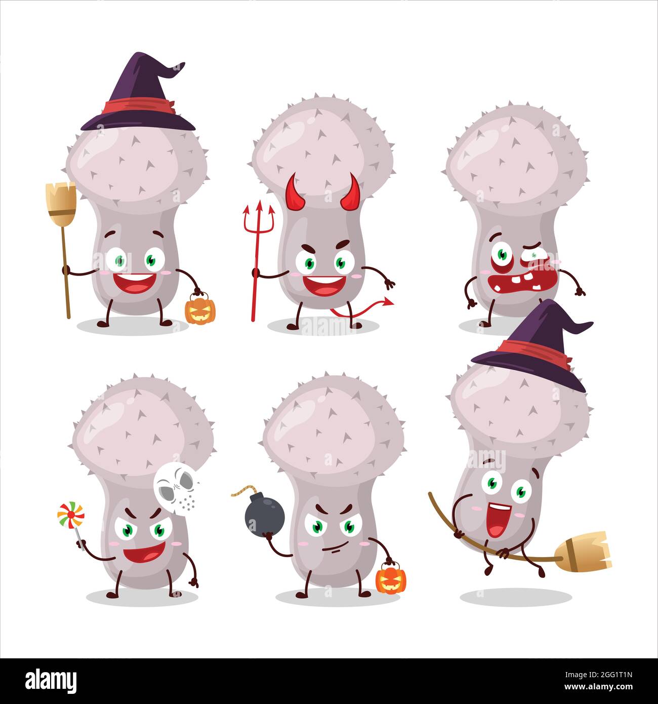 Halloween expression emoticons with cartoon character of puffball Stock ...