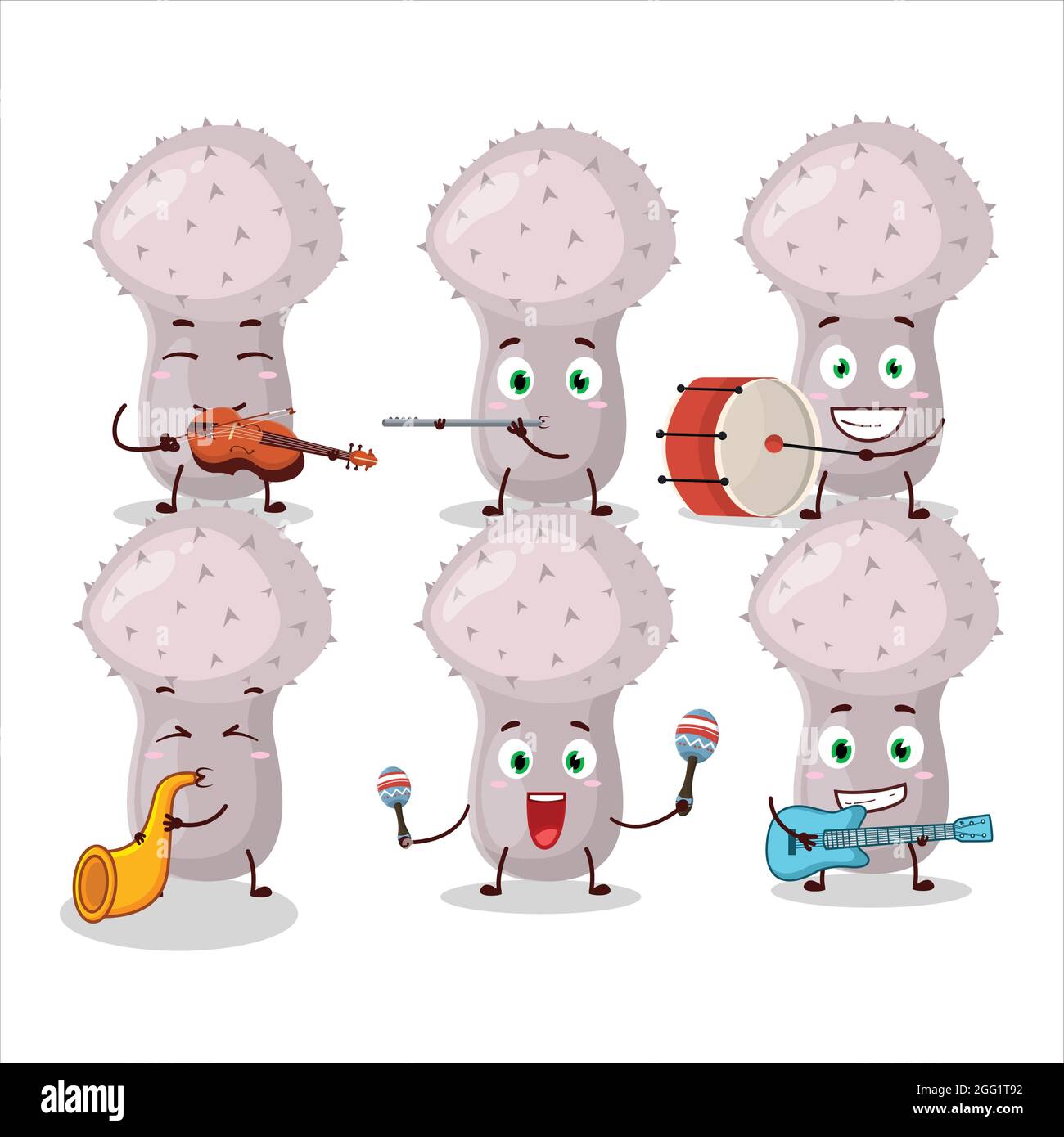 Cartoon character of puffball playing some musical instruments Stock ...