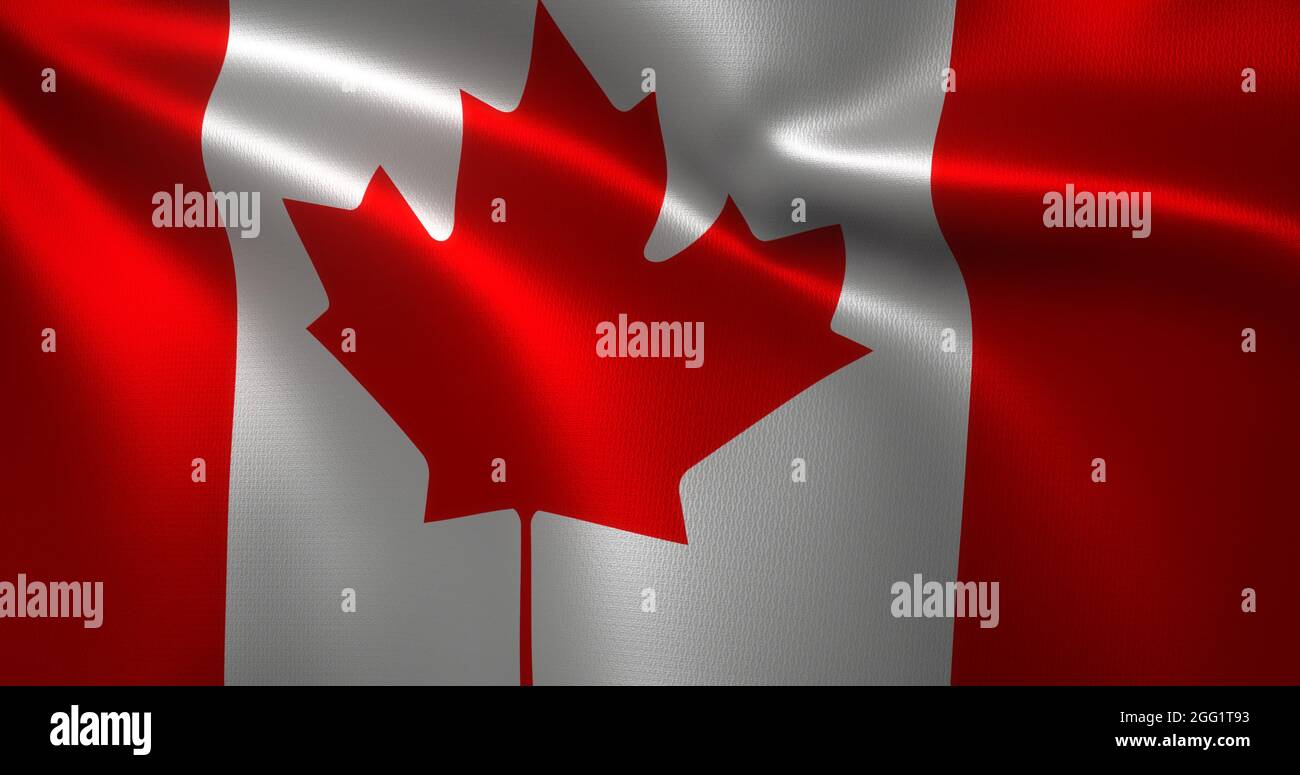 Canada Flag, Canadian flag with waving folds, close up view, 3D ...