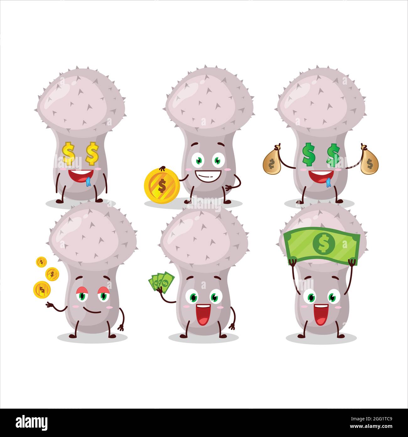 Puffball cartoon character with cute emoticon bring money Stock Vector ...