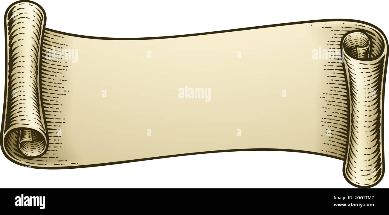 Scroll Vintage Woodcut Banner Paper Ribbon Drawing Stock Vector Image ...