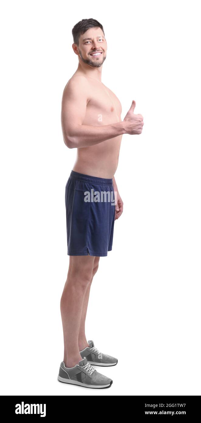 Posture concept. Man on white background Stock Photo - Alamy
