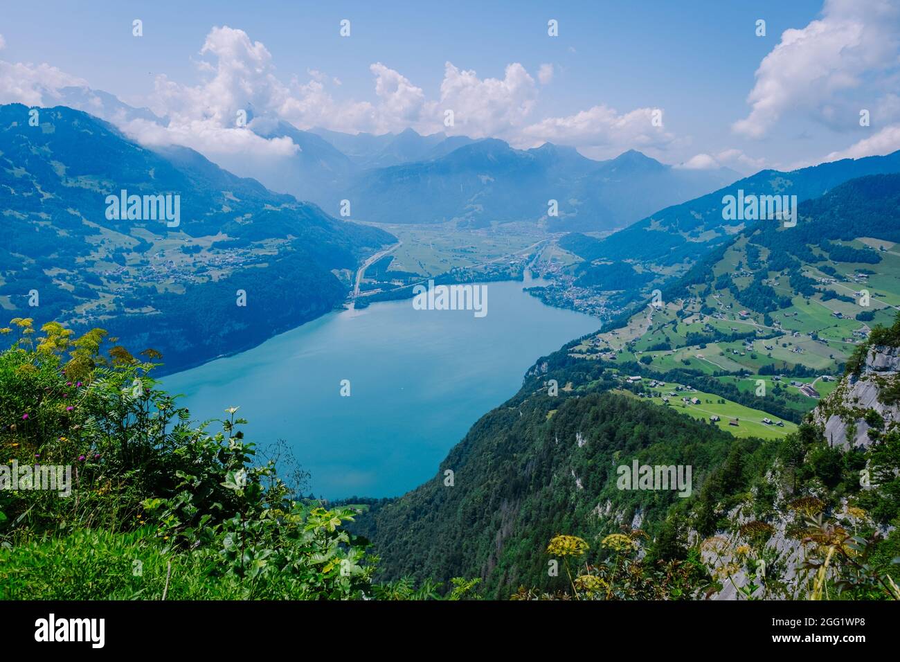 lake Walensee. Switzerland, Europe, viewpoint over the Walensee. High ...