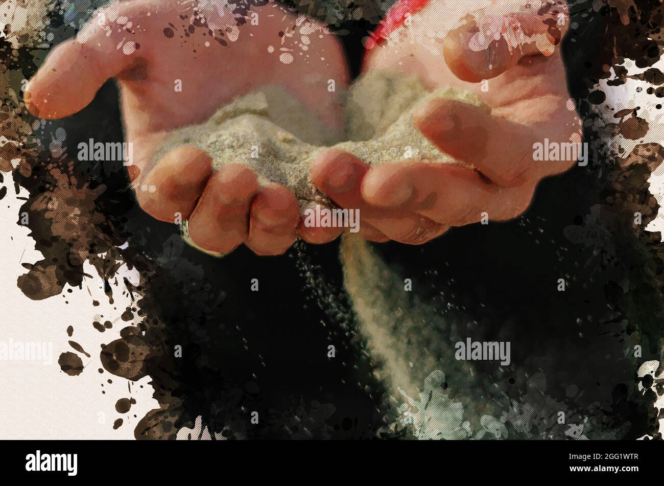Hands holding pouring sand hi-res stock photography and images - Alamy