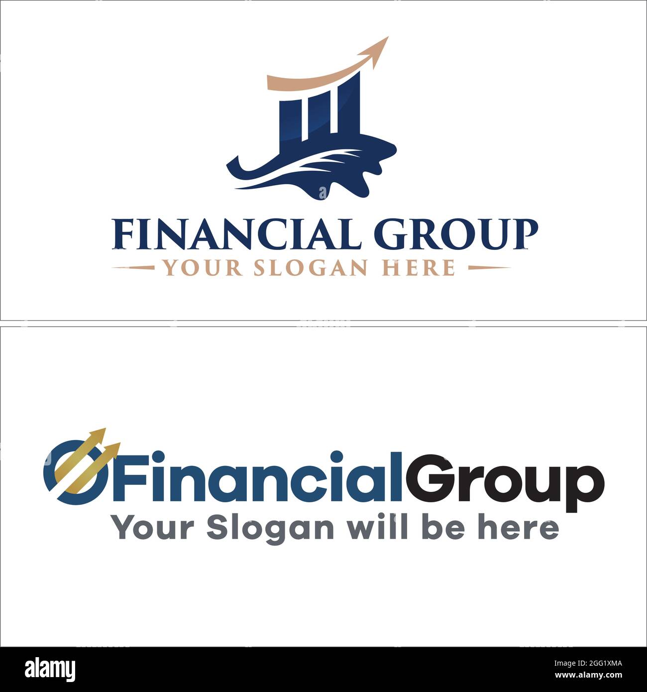 Financial logo with chart bar arrow and leaf oak logo design Stock ...