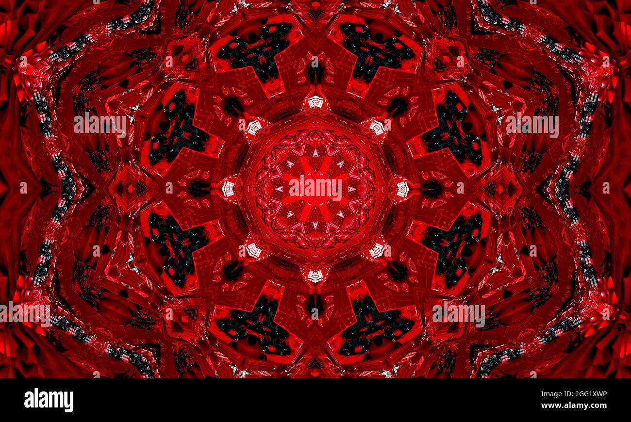 Horror red star kaleidoscope pattern wallpaper design Stock Photo - Alamy