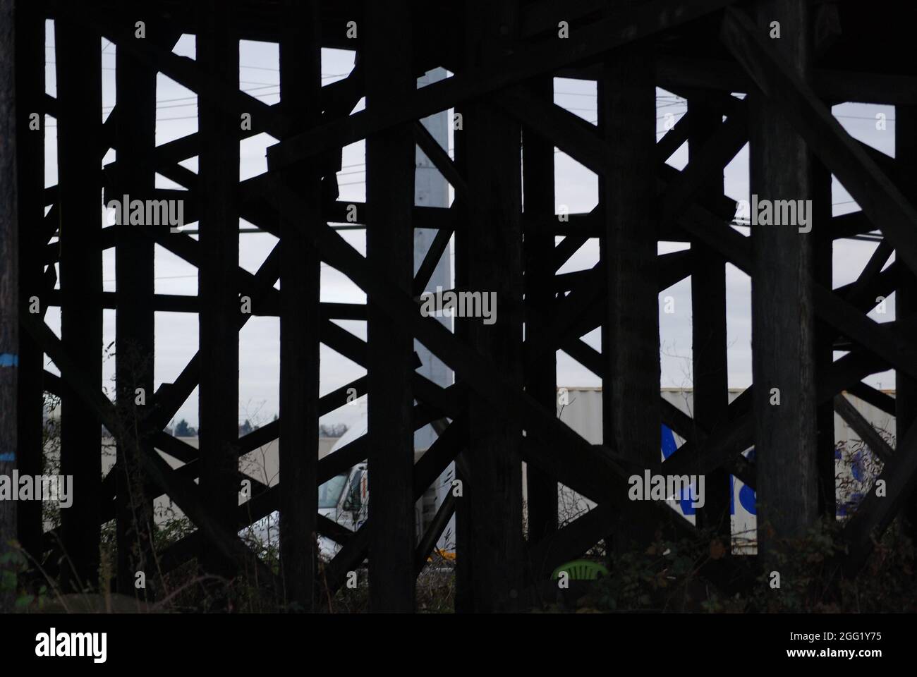 Wooden bridge supports in Seattle, Washington Stock Photo - Alamy