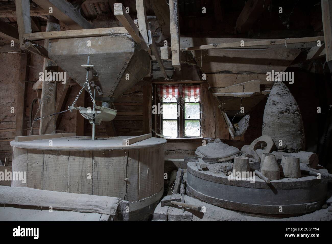 Interior of a 19th century mill house Stock Photo - Alamy