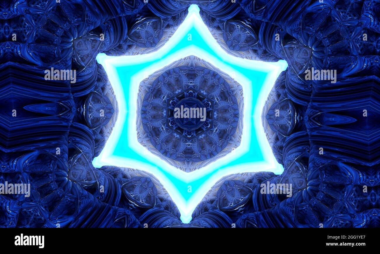 Neon shape on Blue textured background. Gradient color background ...