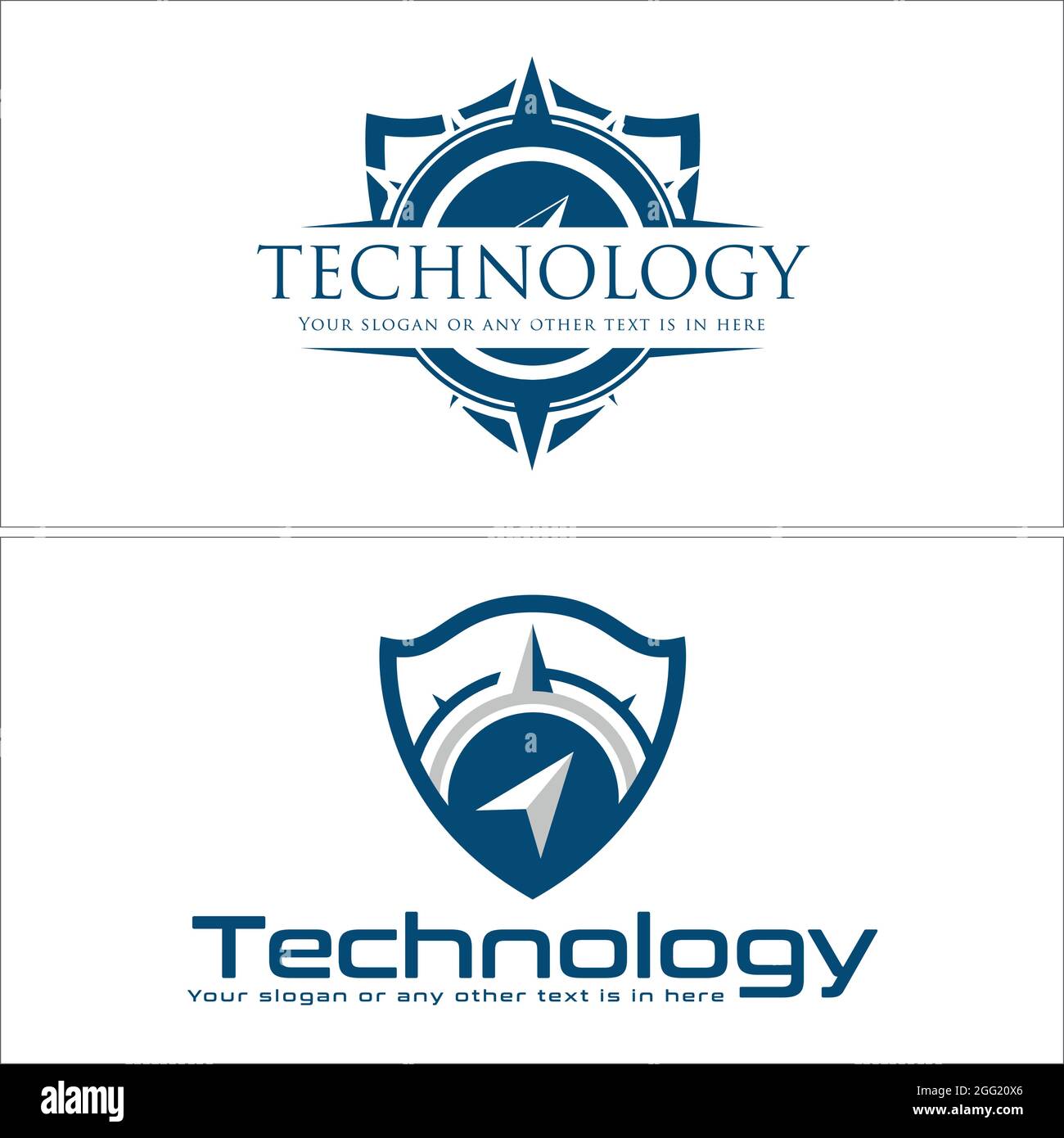 Shield badge logo design with compass vector template Stock Vector ...