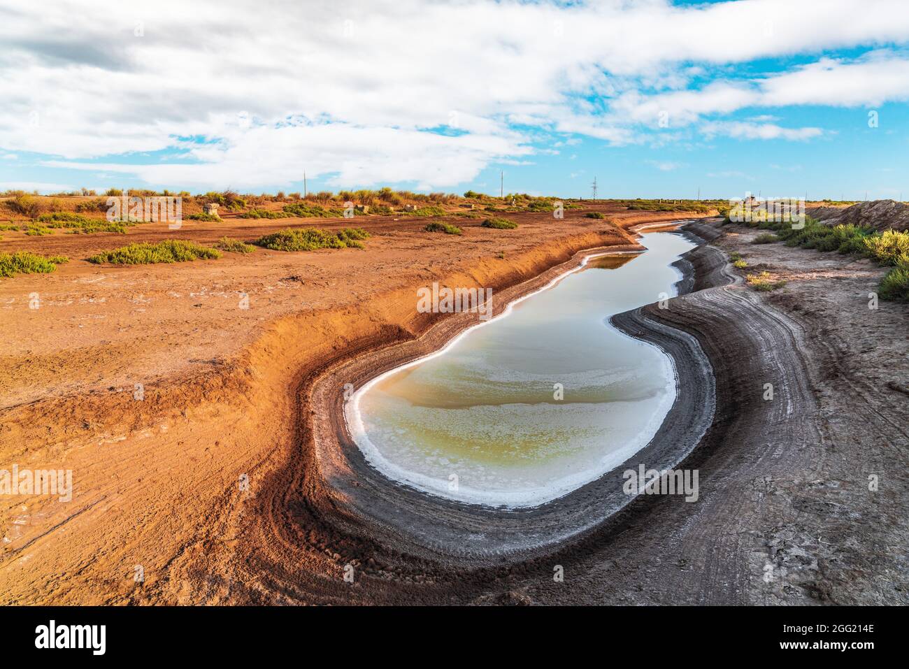 Small salt lake in the desert Stock Photo - Alamy