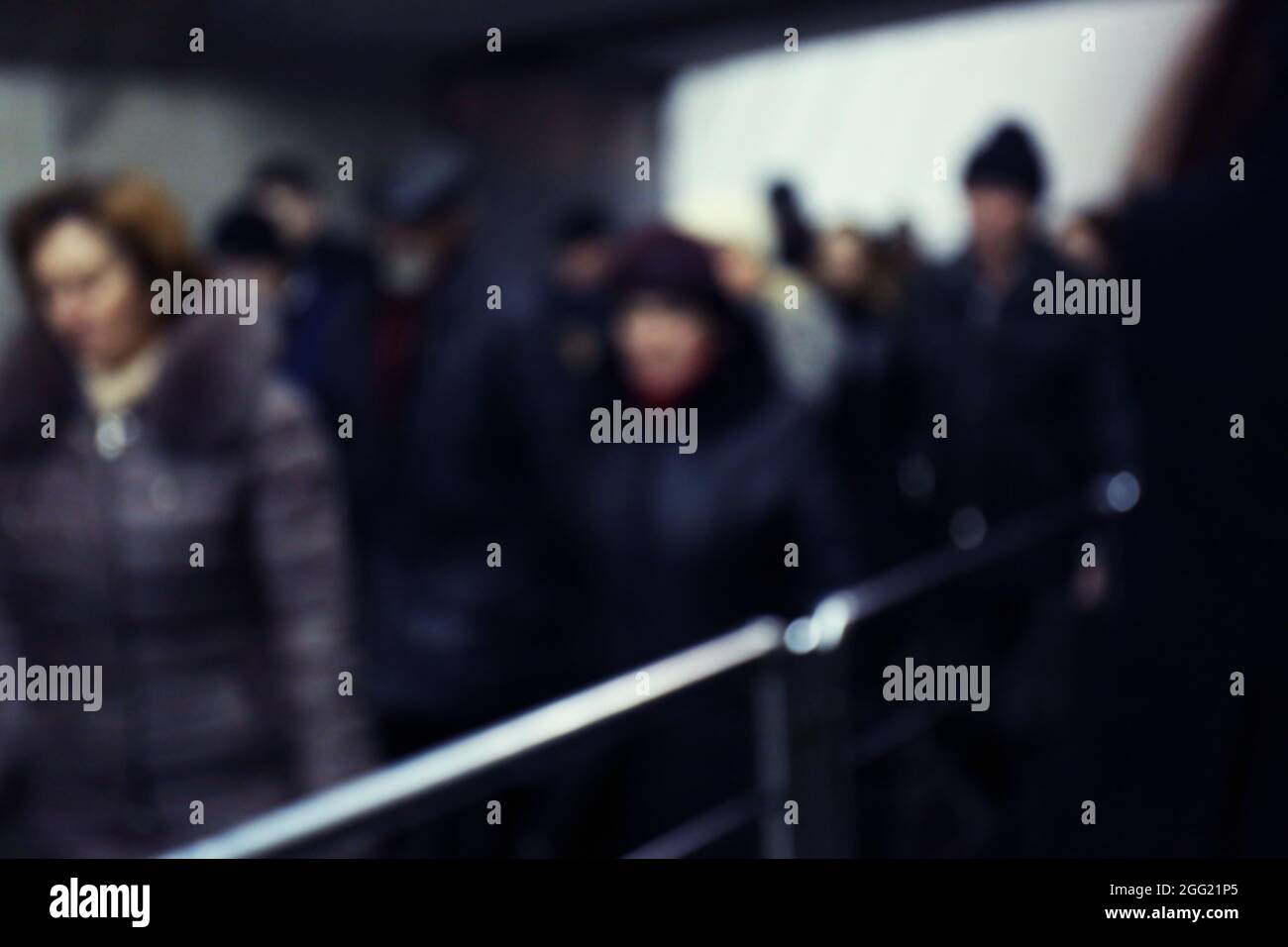 Blurred abstract background of people traffic in underground passage ...