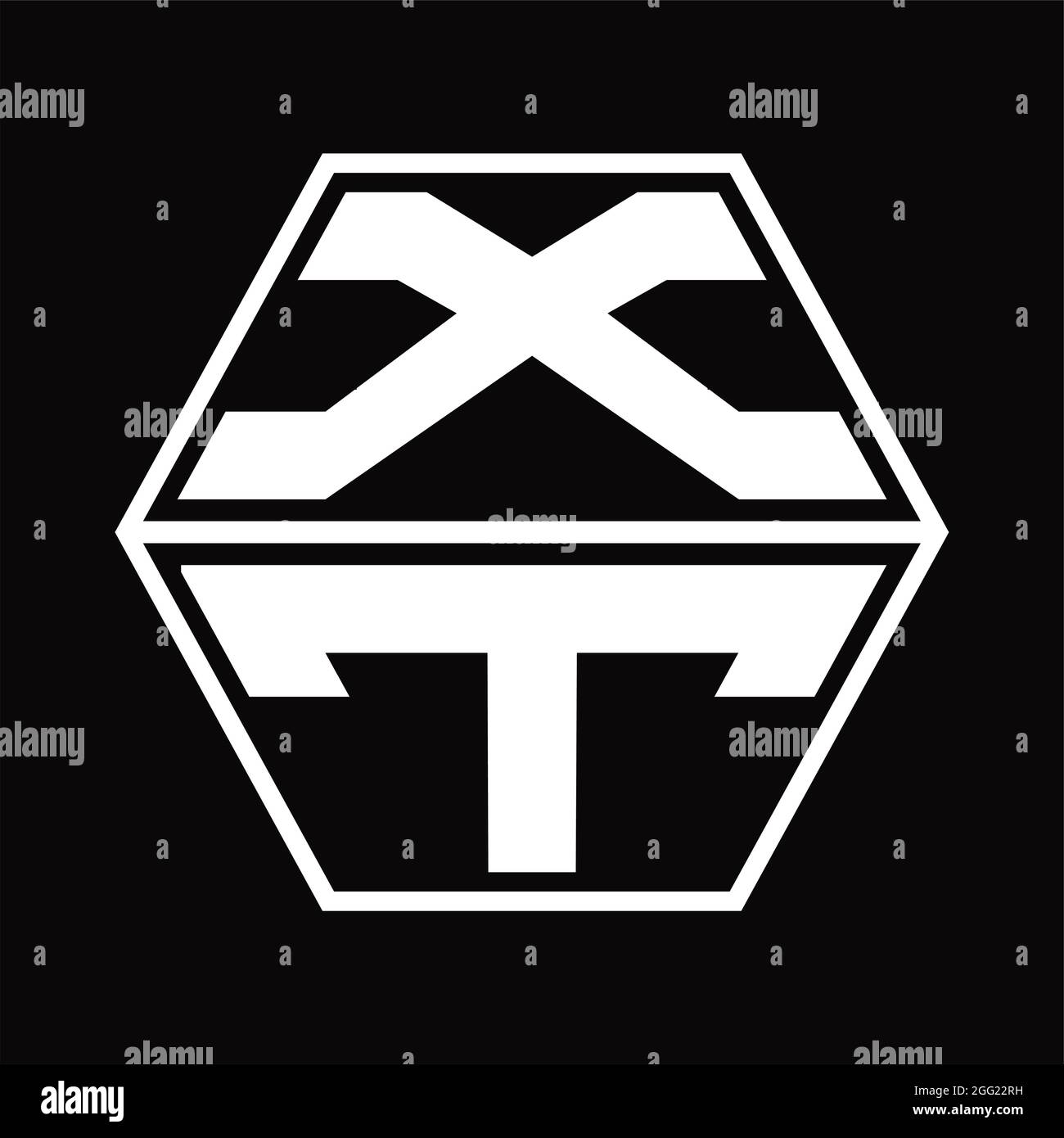 XT Logo monogram with hexagon shape up and down blackground design template Stock Vector Image ...