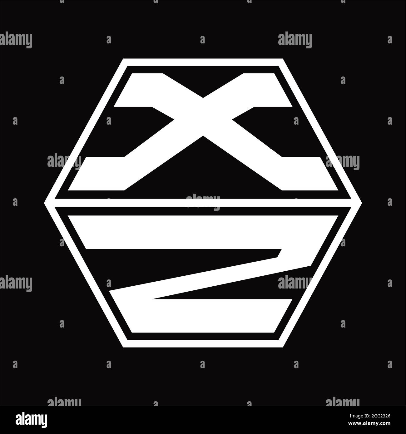 XZ Logo monogram with hexagon shape up and down blackground design ...