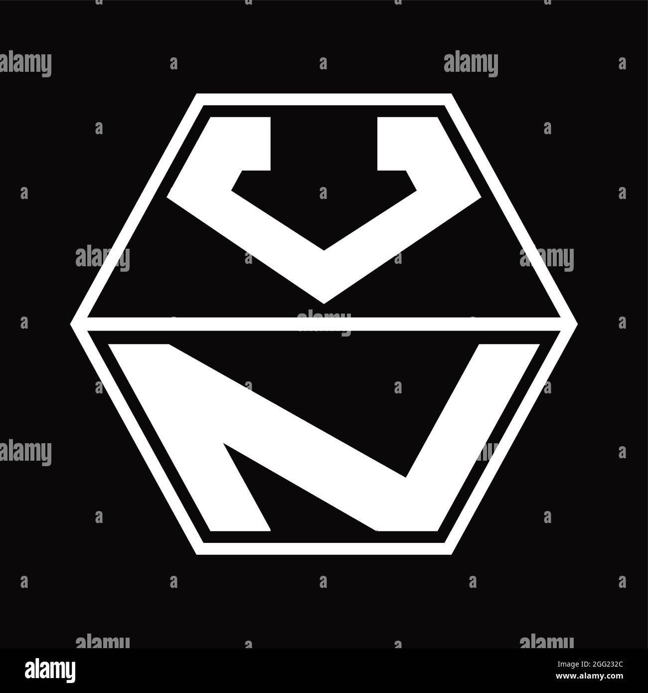 VN Logo monogram with hexagon shape up and down blackground design ...