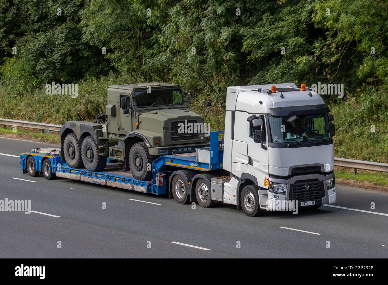 British Army Military vehicles Tractor unit travelling on the M6 ...
