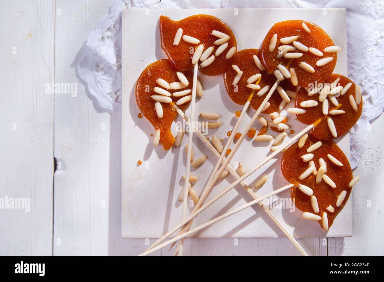 Crunchy sweet made of sugar and dried fruit Stock Photo - Alamy
