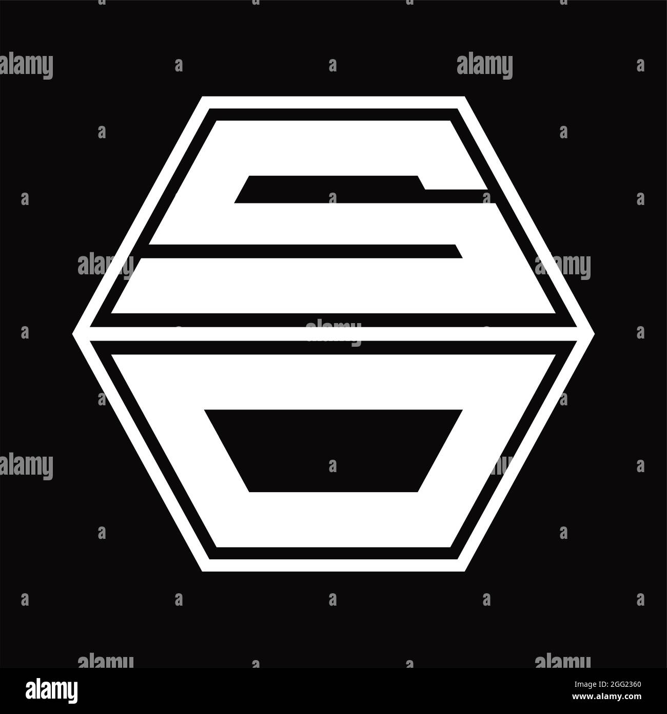 SO Logo monogram with hexagon shape up and down blackground design ...
