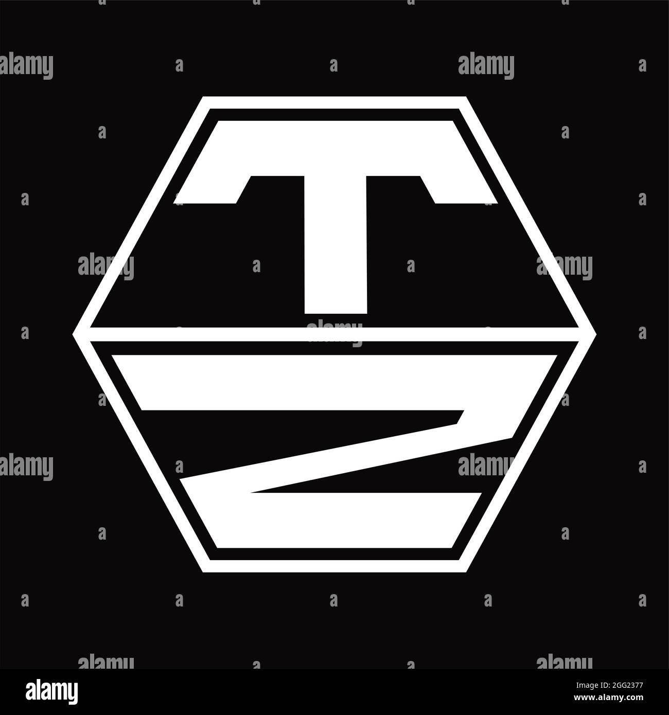 TZ Logo monogram with hexagon shape up and down blackground design template Stock Vector Image ...